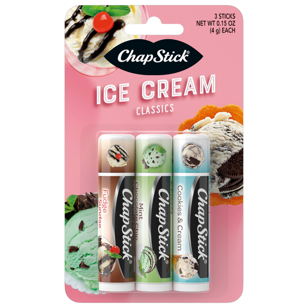 ChapStick Ice Cream Classics 3ct: Fudge, Mint Chocolate, Cookies & Cre ...